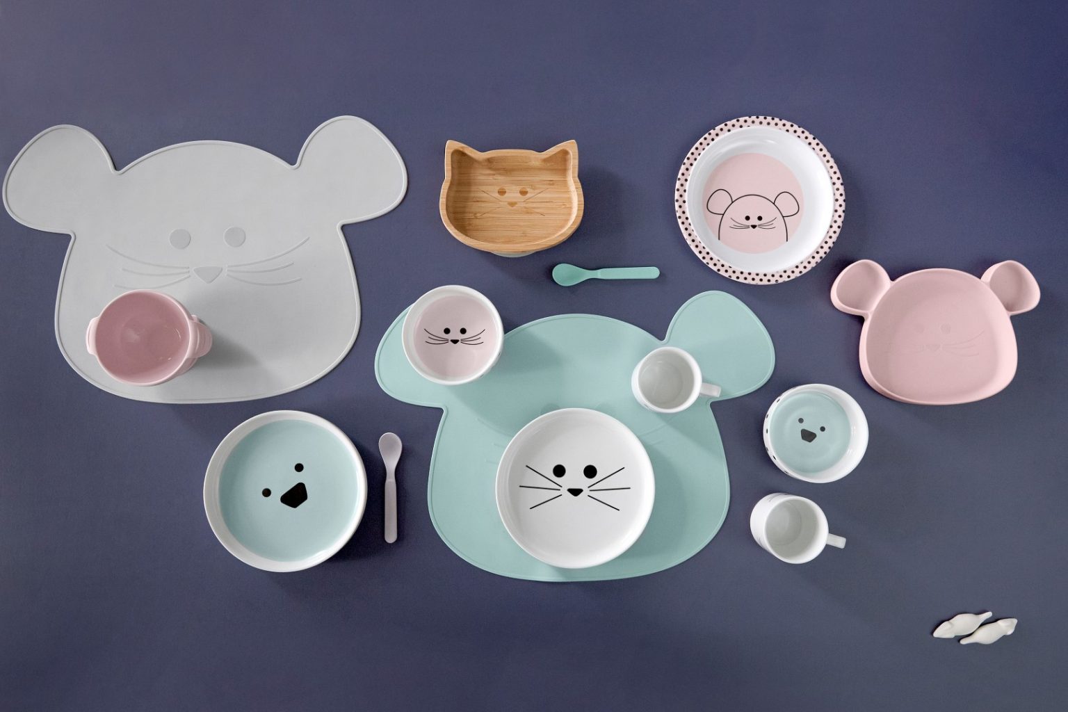 Lässig Silikonski podložak Little Chums Mouse sivi